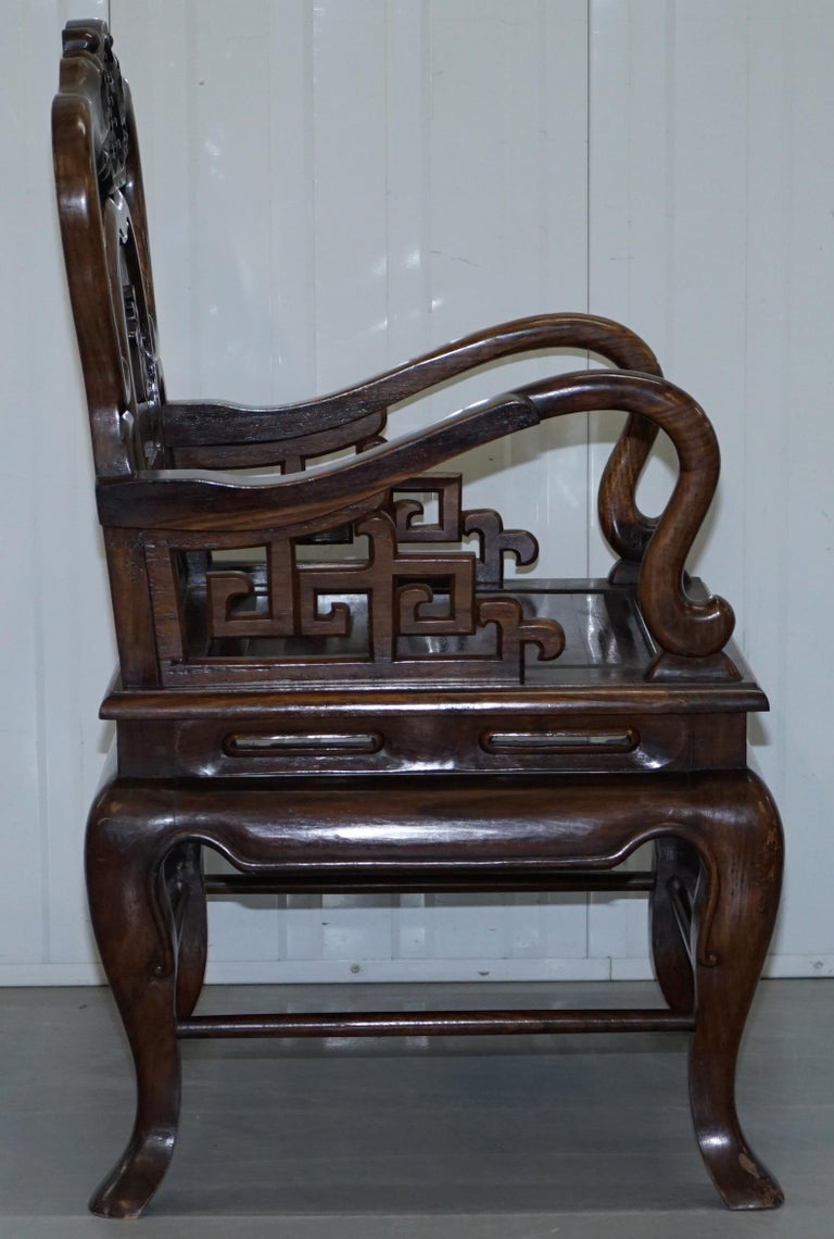 Pair of Qing Dynasty Antique Chinese Heavy Hardwood Emperor Throne ...