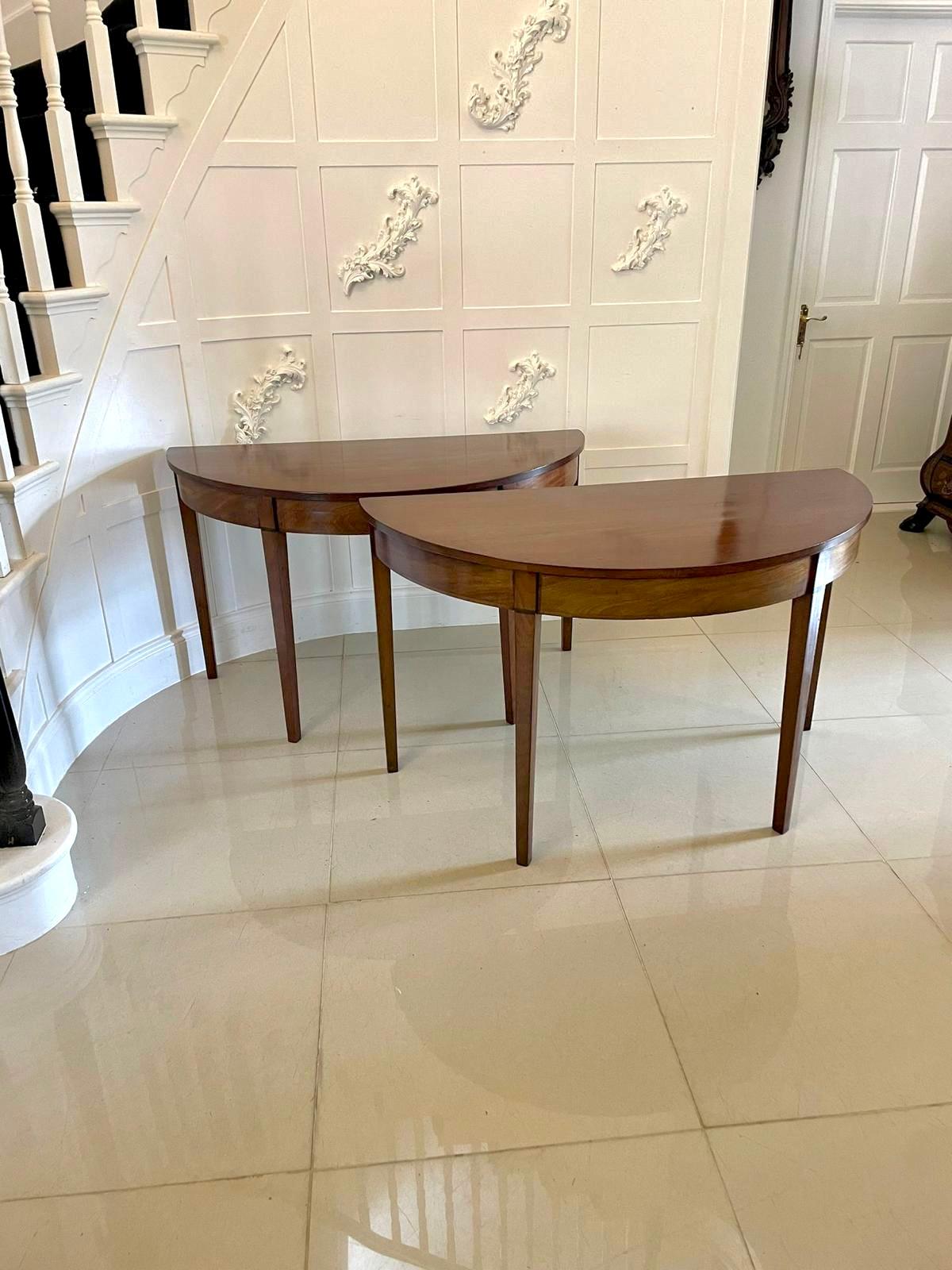 Pair of Quality Antique George III Mahogany Demi Lune Console Tables ...