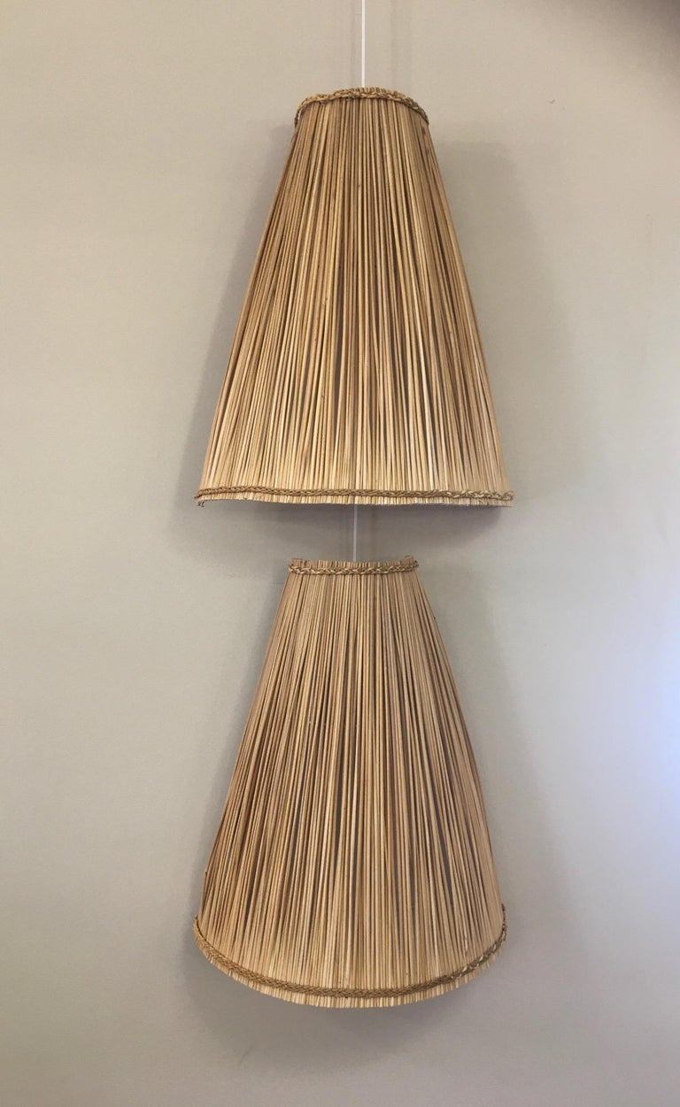 Pair of Rafia Wall Lights, XXth For Sale at 1stDibs