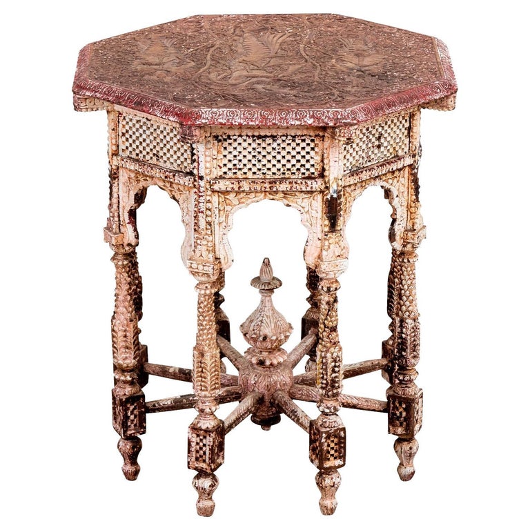 Raj Style Carved Table For Sale at 1stDibs