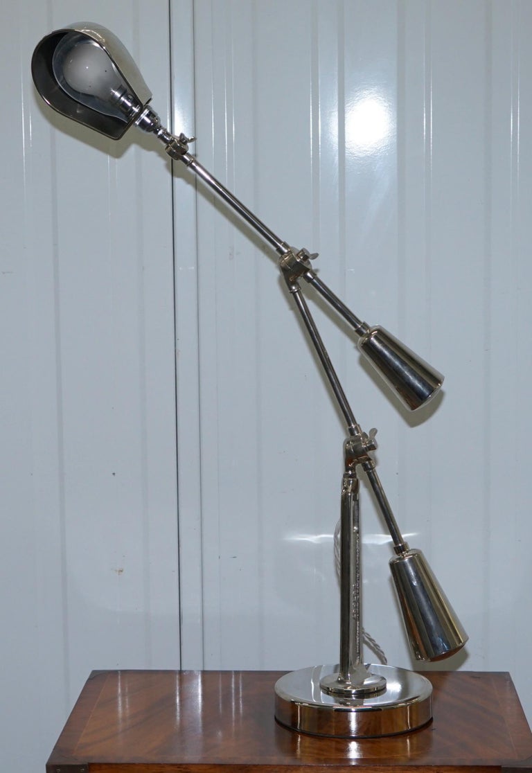 Pair of Ralph Lauren Articulated Boom Arm Table Lamps Polished Nickle ...