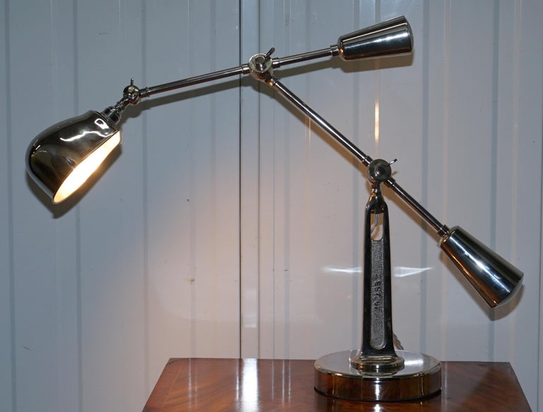 Pair of Ralph Lauren Articulated Boom Arm Table Lamps Polished Nickle ...