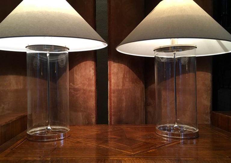 Pair of Ralph Lauren Table Lamps Glass and Polished Silver in Modern ...