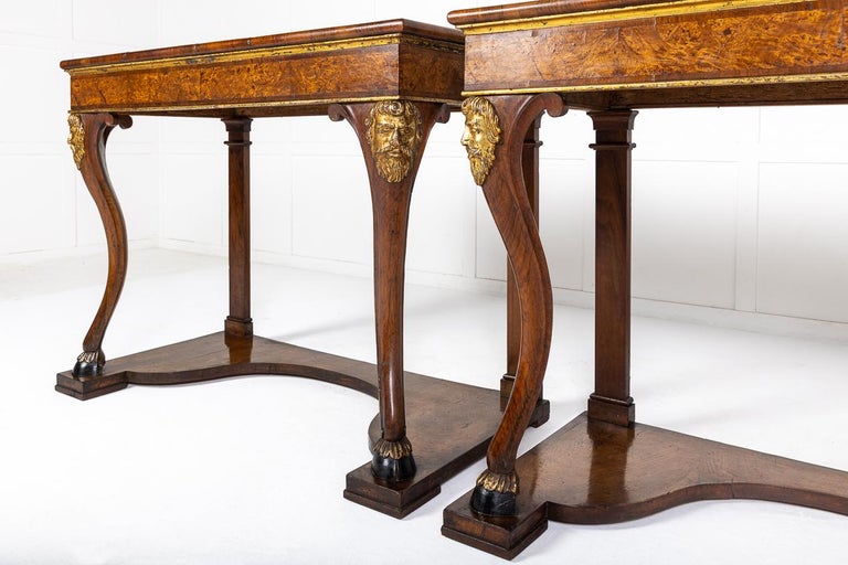 Pair of Rare Early 19th Century Italian Walnut and Burr Yew Console ...