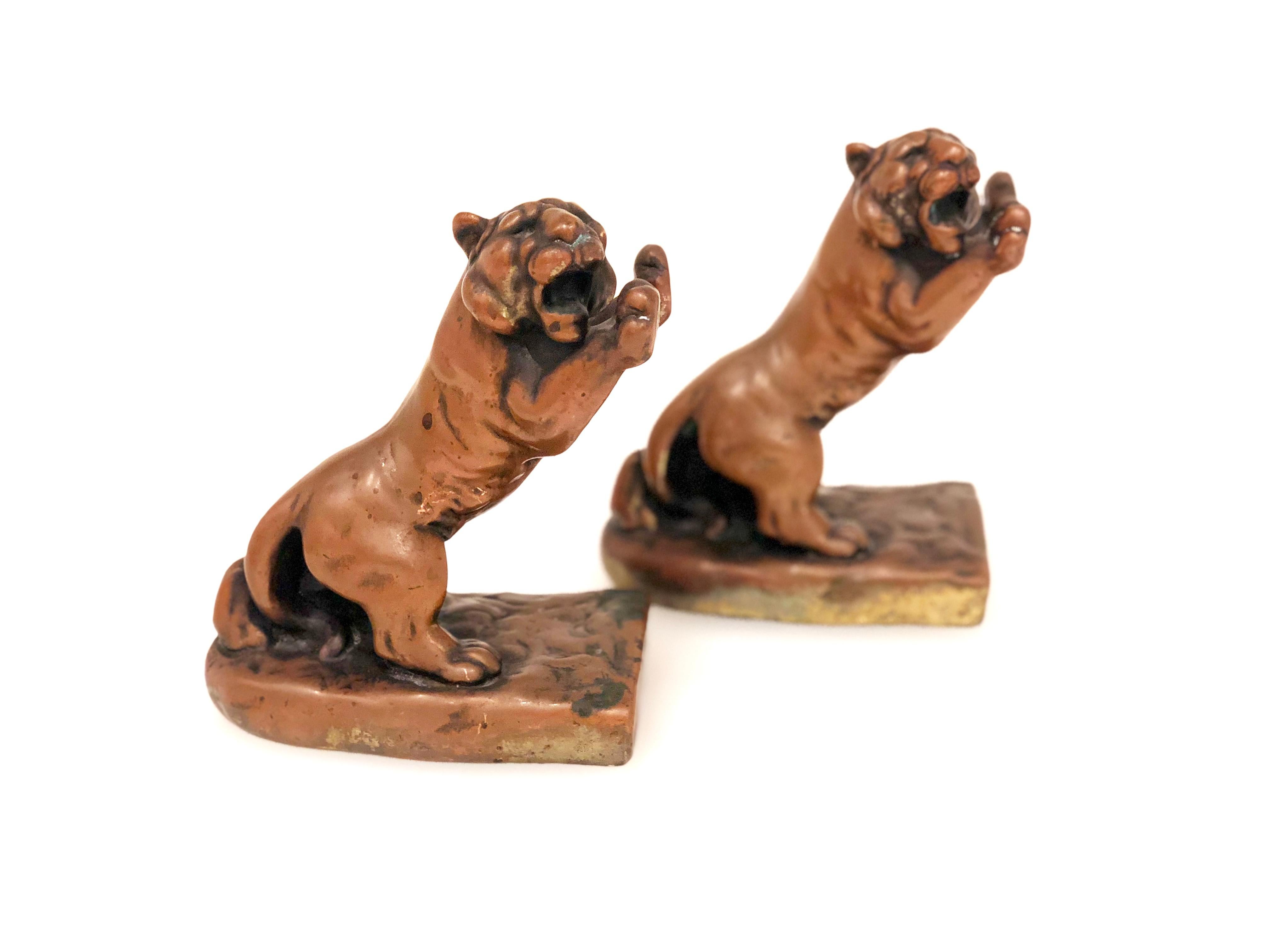 Pair of Rare Galvano Bronze Roaring Tiger Bookends circa 1920s at ...