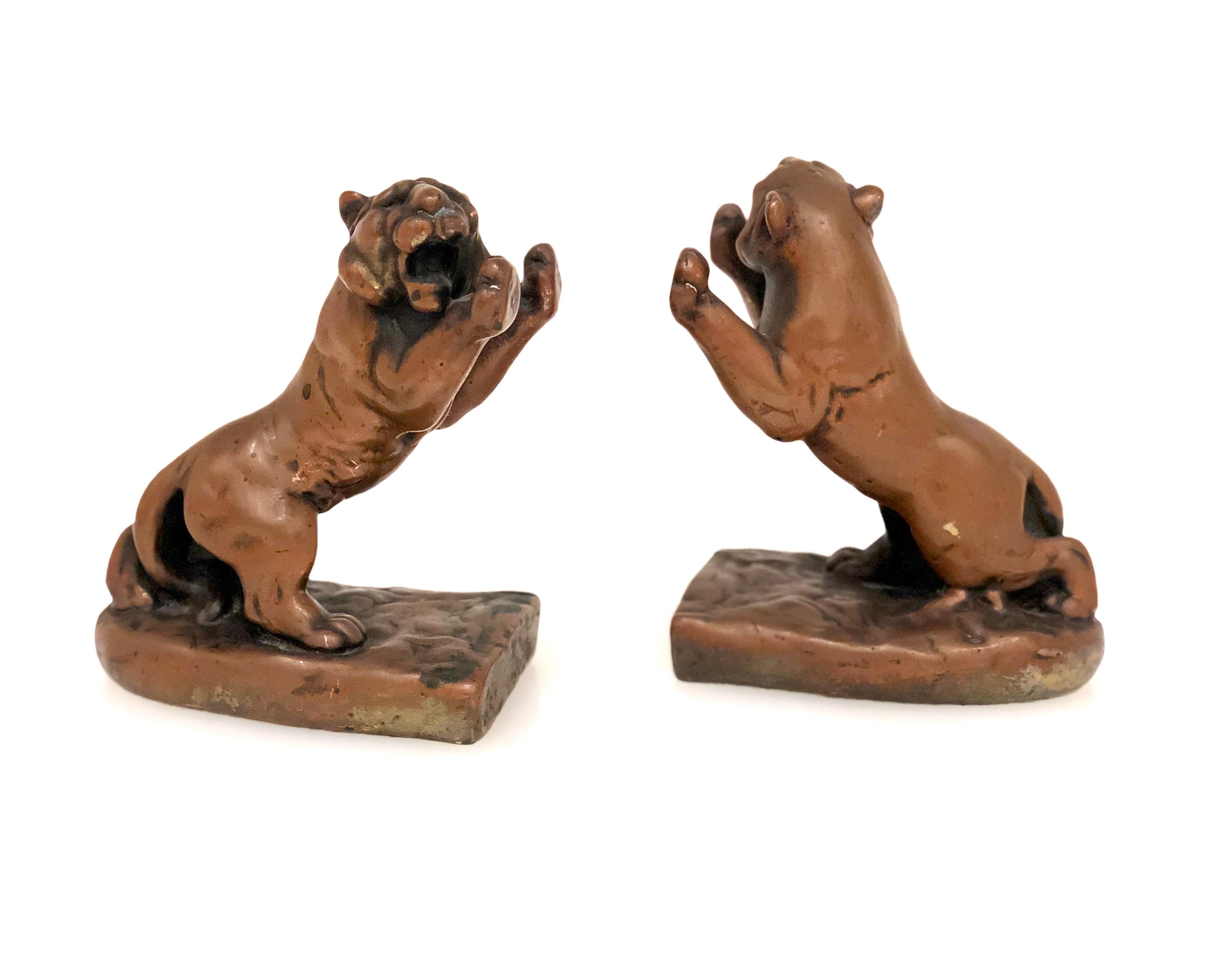 Pair of Rare Galvano Bronze Roaring Tiger Bookends circa 1920s at ...