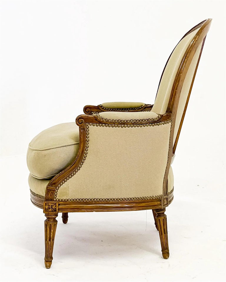 Pair of Rare Louis XVI Bergeres, Stamped Claude Chevigny For Sale at ...