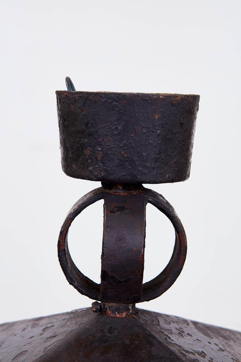 Pair of Rare Salvaged 1920s Iron Marketplace Lanterns For Sale at 1stDibs