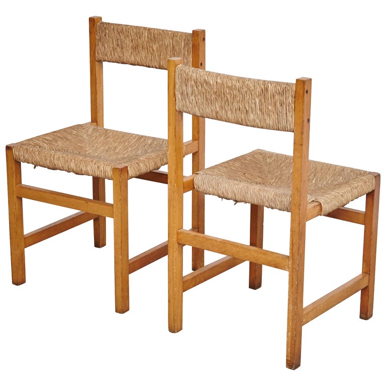 Pair of Rationalist Rattan Spanish Chairs, circa 1960 For Sale at 1stDibs