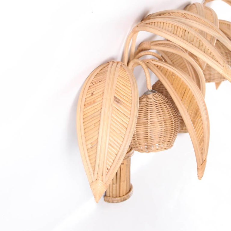 Pair of Rattan Coconut Tree Wall Lights at 1stDibs