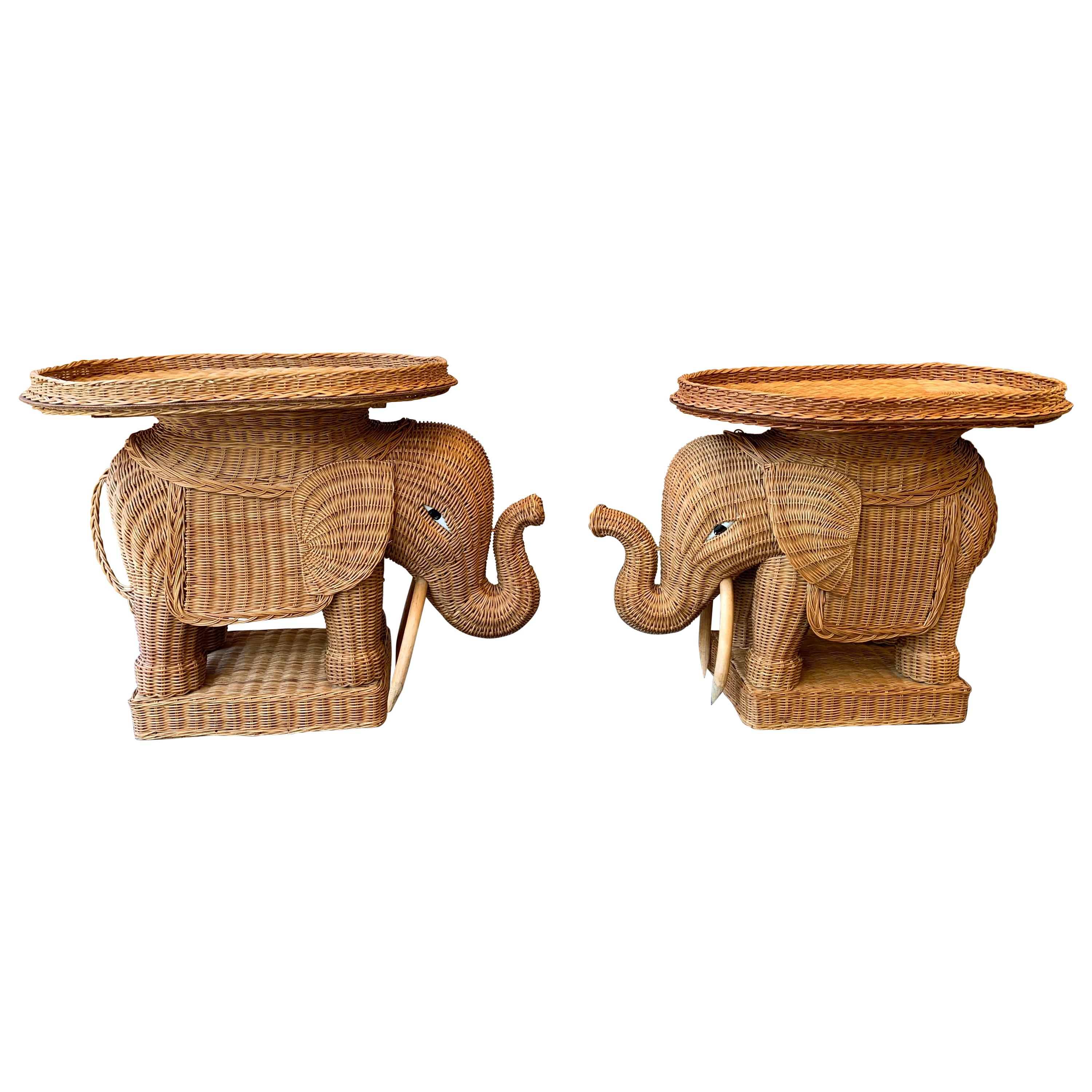 Elephant Rattan Table - 5 For Sale on 1stDibs
