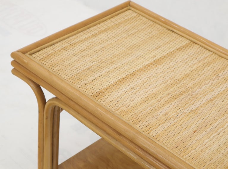 Pair of Rattan Frames Cane Tops Rectangular One Shelve End Side Tables ...