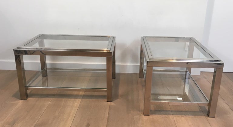 Pair of Rectangular Chrome Side Tables. French, Circa 1970 For Sale at ...