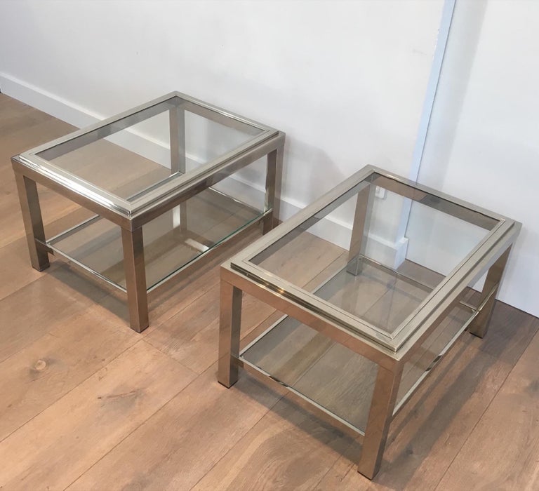 Pair of Rectangular Chrome Side Tables. French, Circa 1970 For Sale at ...