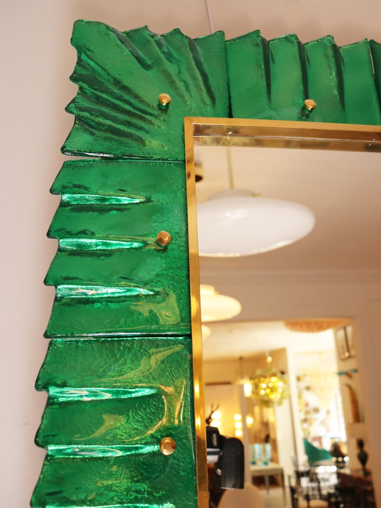 Pair of Rectangular Murano Emerald Green Glass Framed Mirrors, in Stock ...