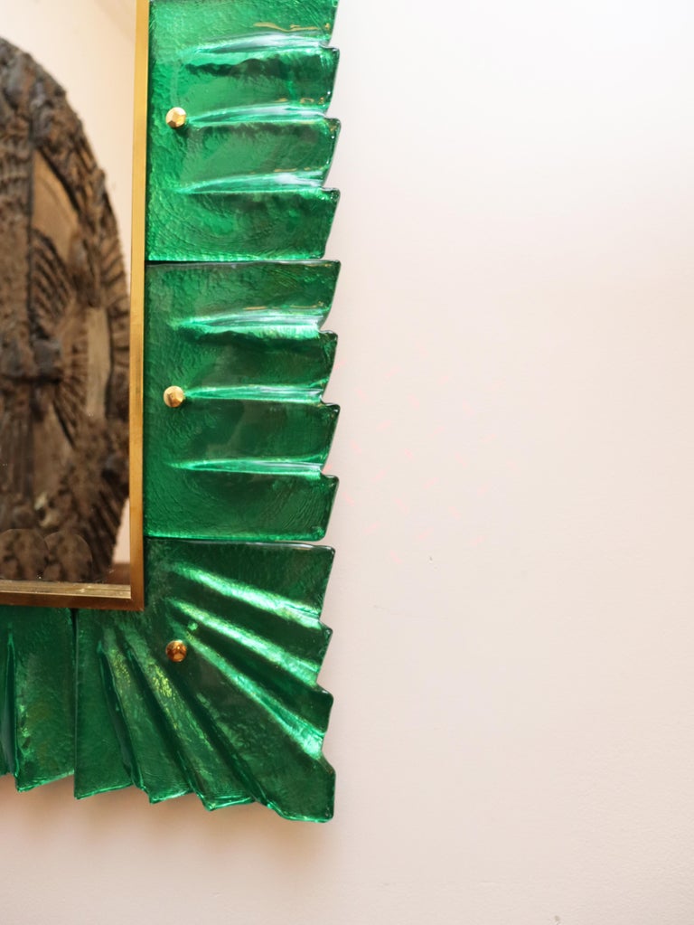 Pair of Rectangular Murano Emerald Green Glass Framed Mirrors, in Stock ...