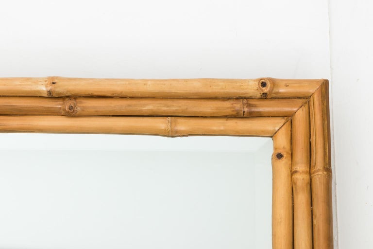 Pair of Rectangular Palm Beach Regency Bamboo Mirrors at 1stDibs