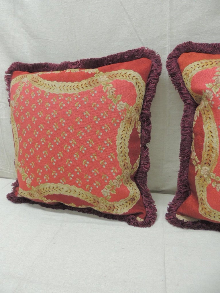 Set of '2' Red and Gold Ribbon Pattern Tapestry Decorative Pillows For ...