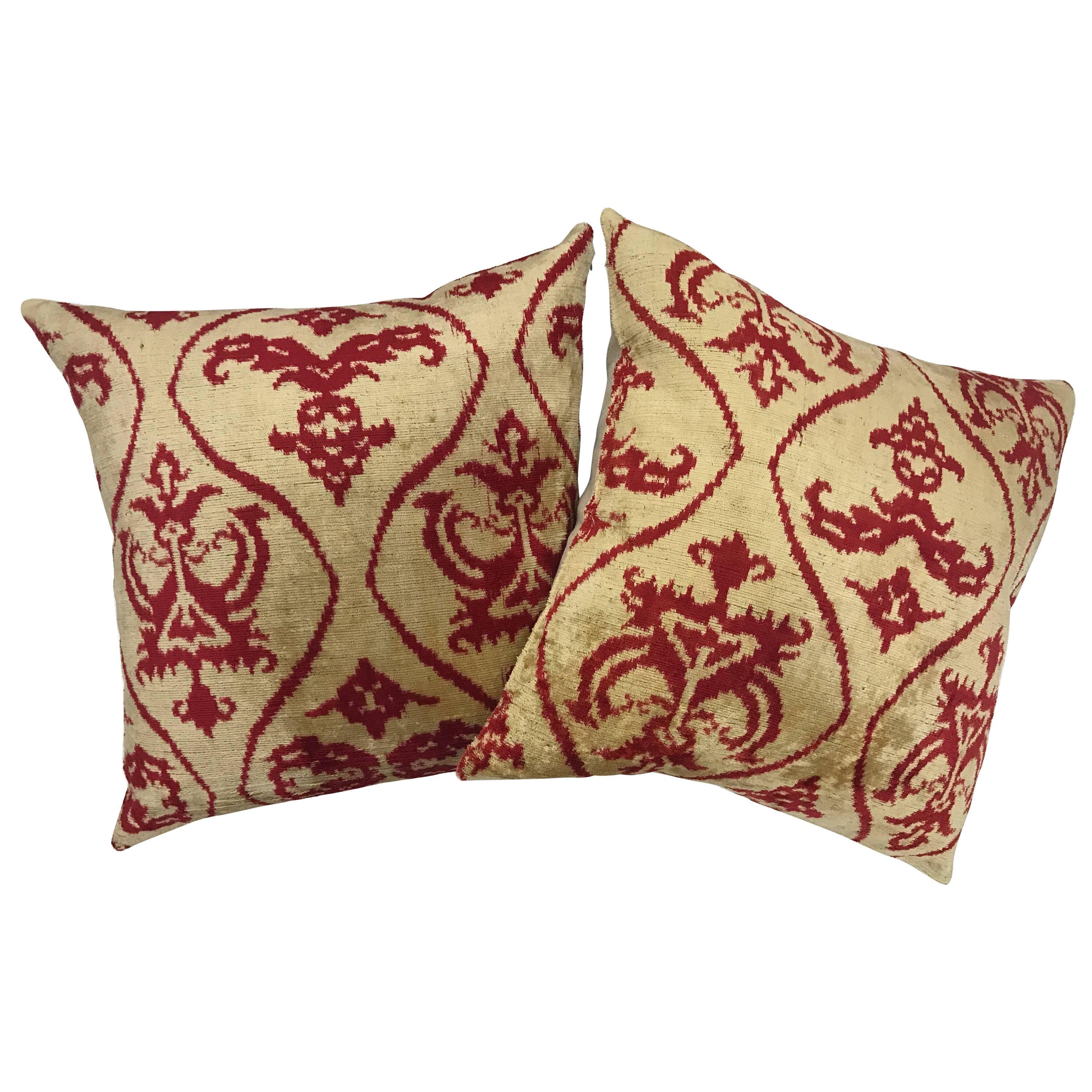 Pair of Cactus Silk Red Pillows at 1stDibs