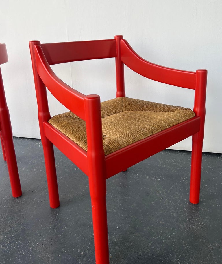 Pair of Red Carimate Carver Chairs by Vico Magistretti for Habitat For ...