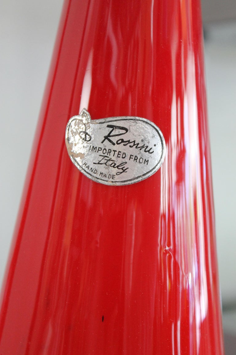 Pair of Red Dimple Italian Glass Vases For Sale at 1stDibs