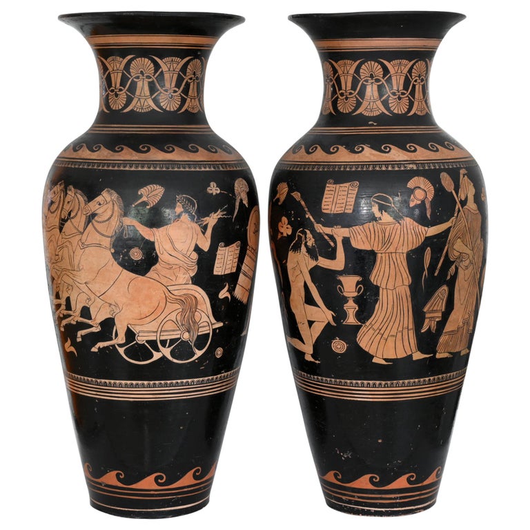 Pair of Red-Figure Black-Ground Vases, 1810-1850, Italy, Terracotta ...