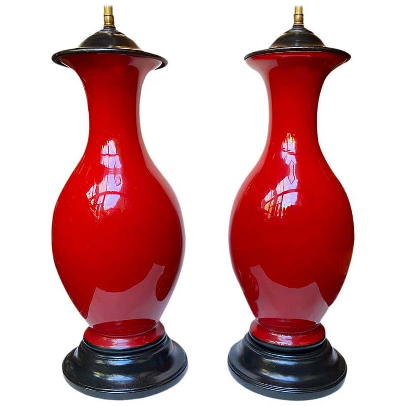 Pair Of Black Glass Table Lamps For Sale At 1stdibs