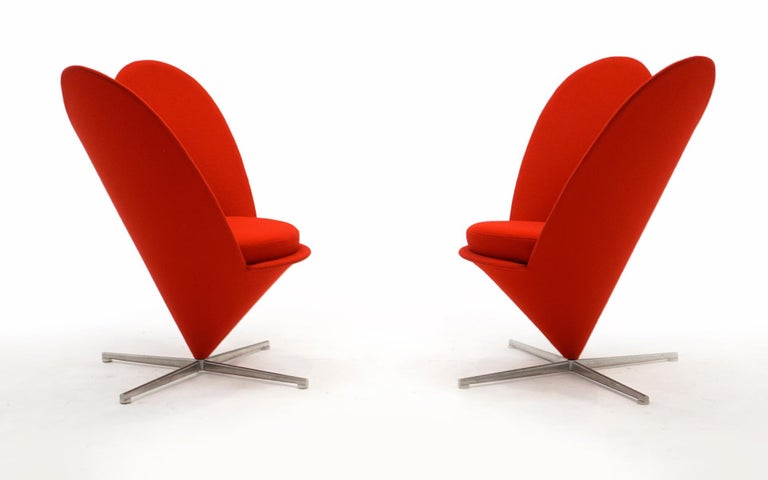 Pair of Red Heart Chairs by Verner Panton for Vitra, Great Condition ...