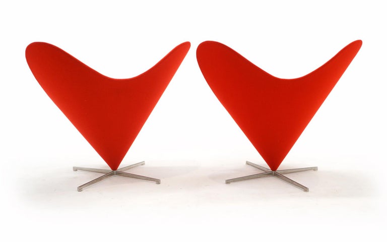 Pair of Red Heart Chairs by Verner Panton for Vitra, Great Condition ...