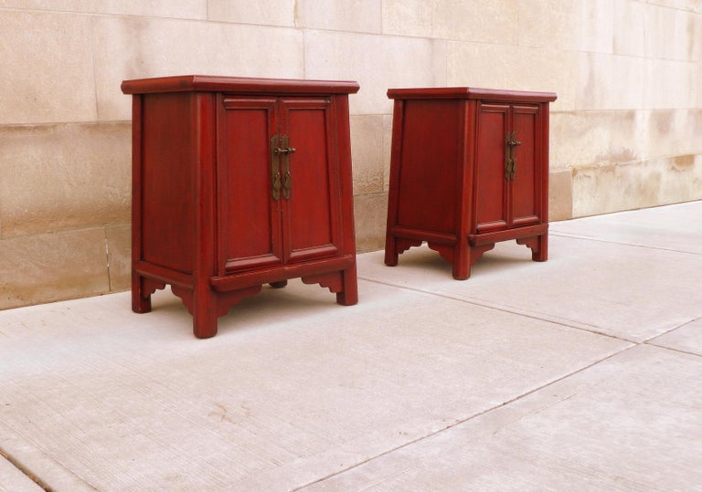 Pair of Red Lacquer Chests For Sale at 1stDibs