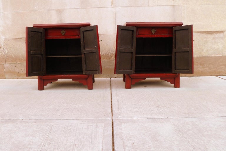 Pair of Red Lacquer Chests For Sale at 1stDibs