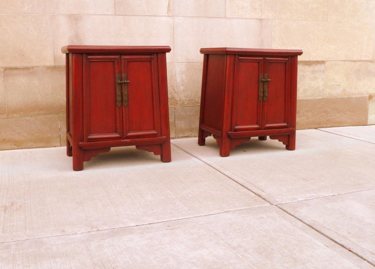 Pair of Red Lacquer Chests For Sale at 1stDibs