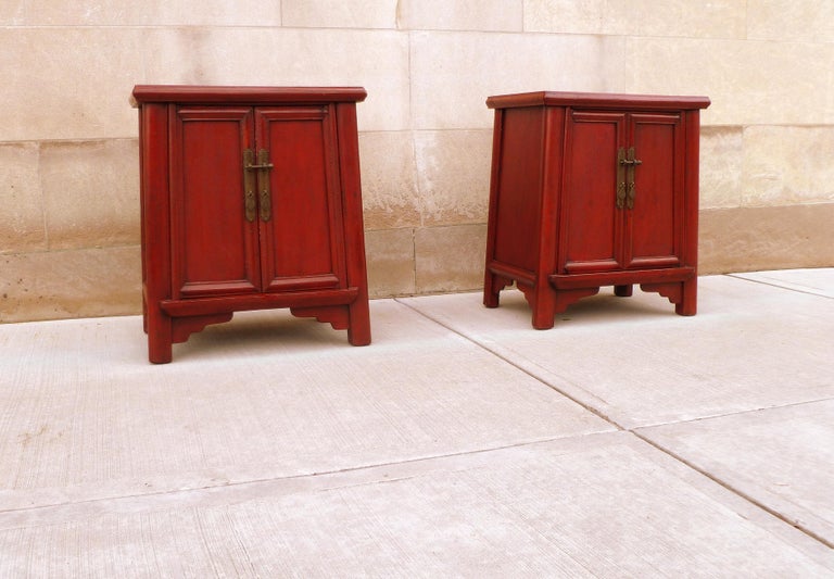 Pair of Red Lacquer Chests For Sale at 1stDibs