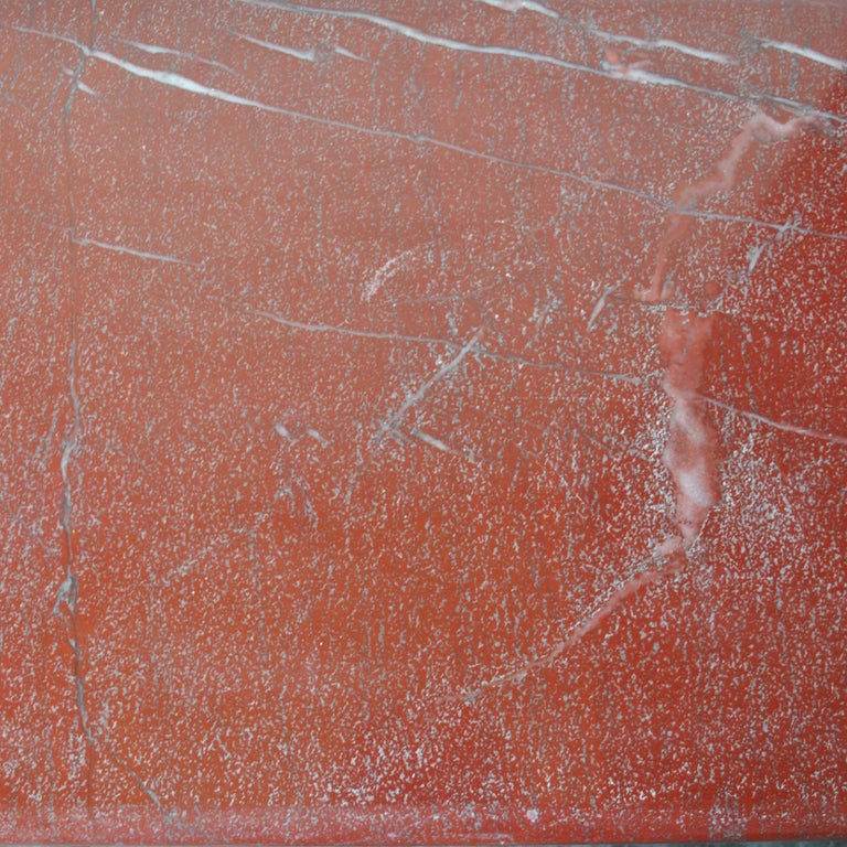 Pair of Red Marble and Wood Side End Tables For Sale at 1stDibs