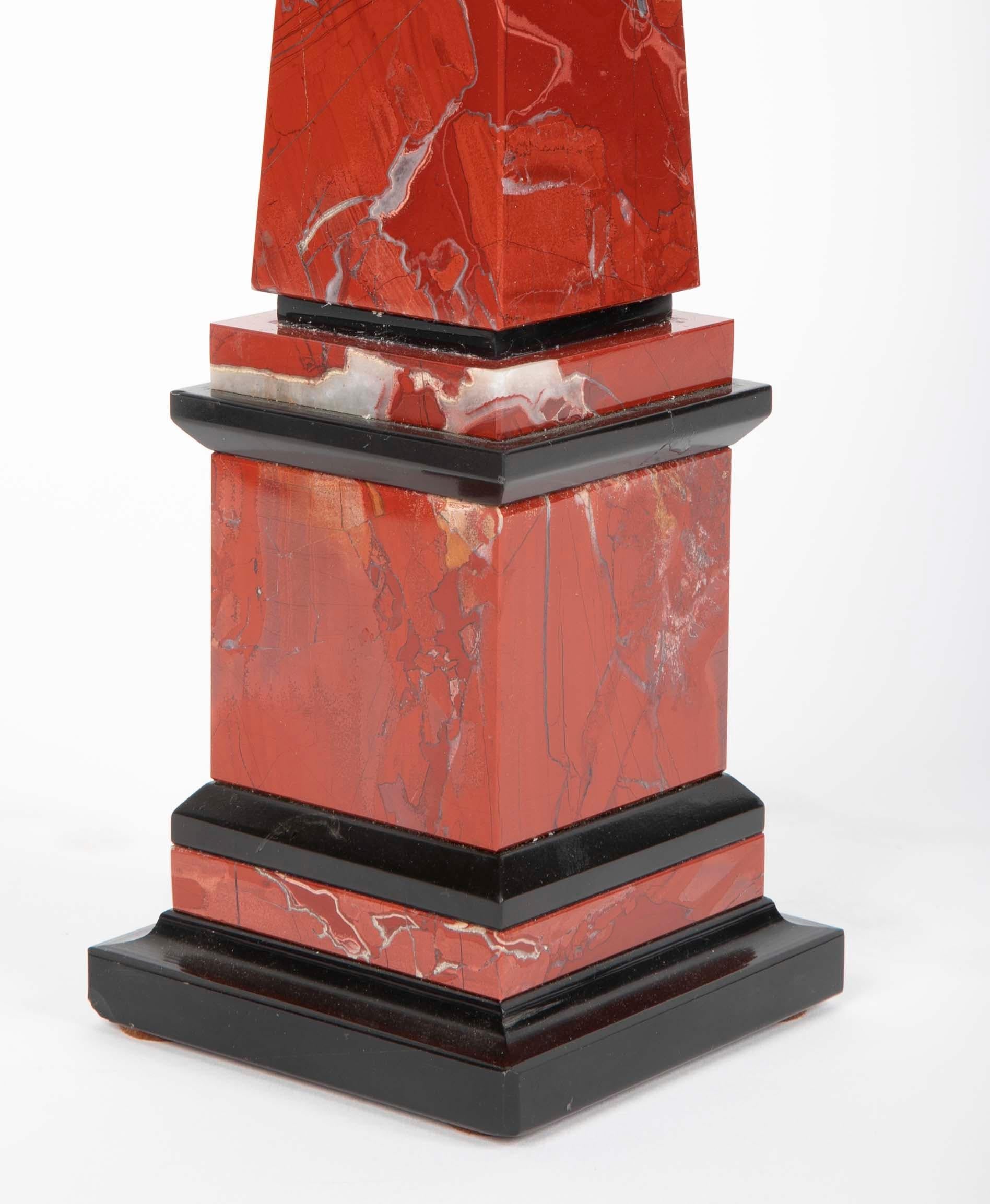 Pair of Red Marble Obelisks at 1stDibs | marble obelisks for sale