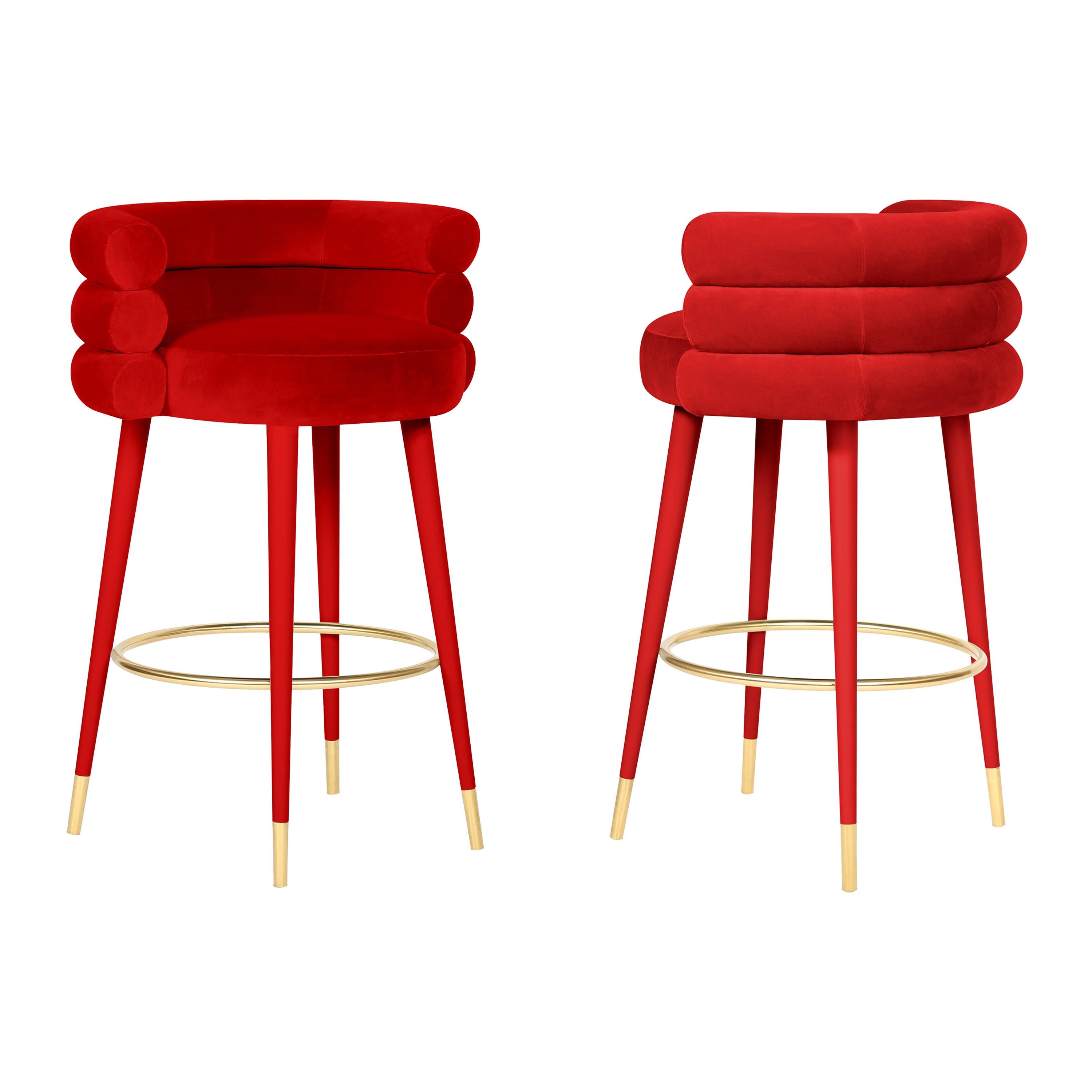 Pair of Red Marshmallow Bar Stool, Royal Stranger For Sale at 1stDibs