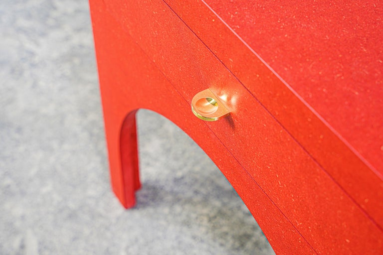 Pair of Red Minimalist Nightstands Side Tables by Atelier Bachmann ...