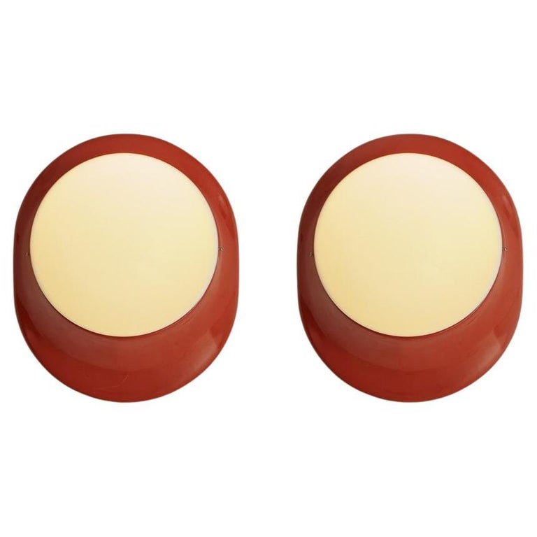 Pair of Red Resin Wall Sconces by Stilnovo, Italy 1970s For Sale at 1stDibs