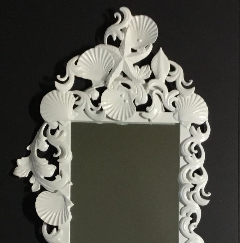 White Iron Sea Shell Mirror at 1stDibs
