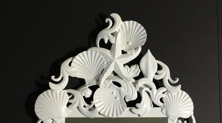 White Iron Sea Shell Mirror at 1stDibs