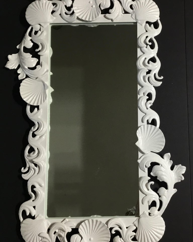 White Iron Sea Shell Mirror at 1stDibs