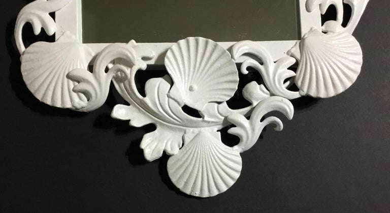 White Iron Sea Shell Mirror at 1stDibs