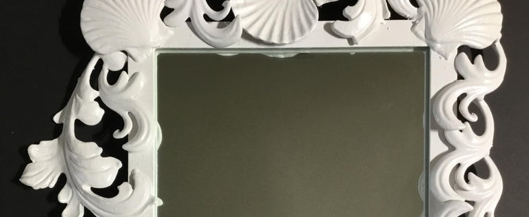 White Iron Sea Shell Mirror at 1stDibs