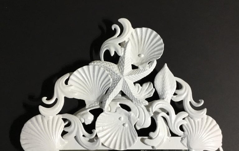 White Iron Sea Shell Mirror at 1stDibs