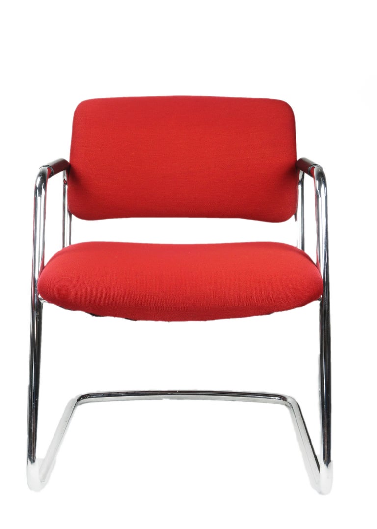 Pair of Red Steelcase Chairs at 1stDibs | steelcase wing chair