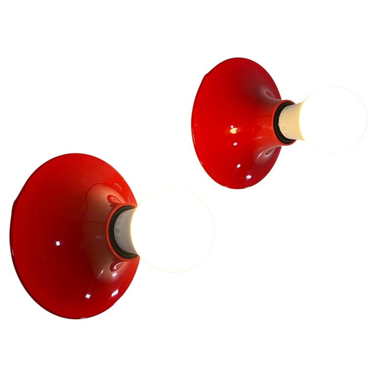 Pair of Red Teti Wall Lamps by Vico Magistretti for Artemide, 1970s For ...