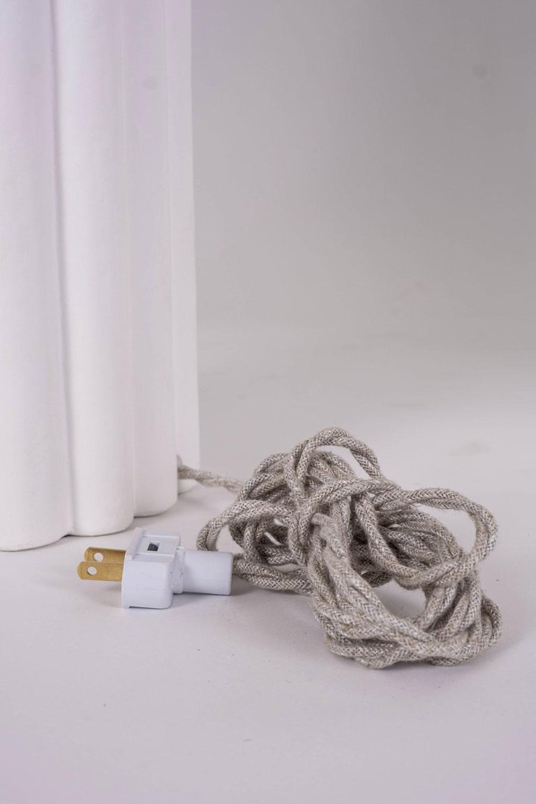 Reeded Shape White Plaster Lamp For Sale at 1stDibs