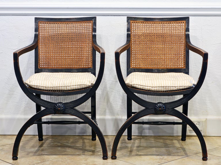 Pair of Regency Curule Style English Armchairs, Manner of Thomas Hope ...