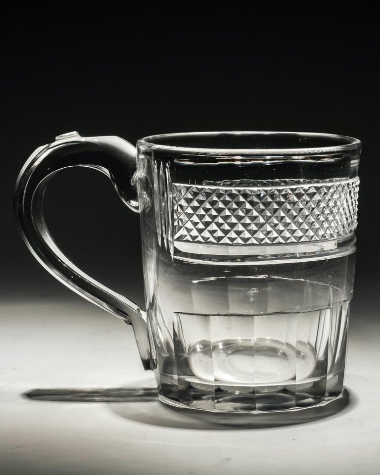Pair of Regency Cut Glass Mugs For Sale at 1stDibs