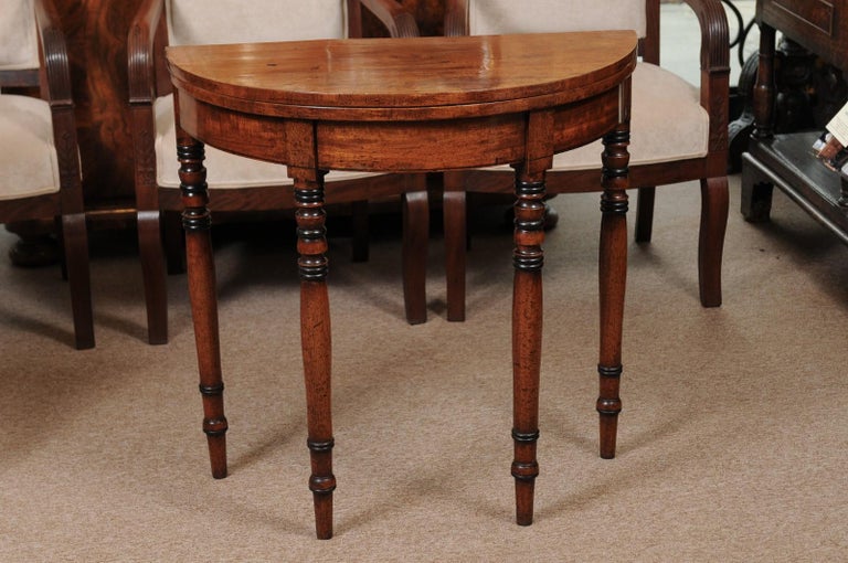 Pair of Regency English Mahogany Demilune Flip Top Card Tables at 1stDibs